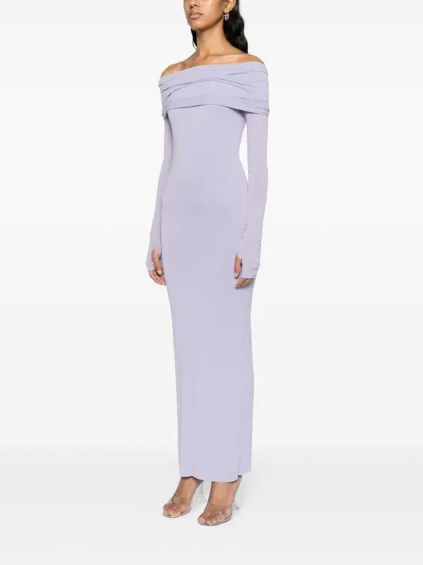 MANURI Off-shoulder Fine-knit Dress - Purple