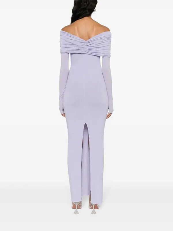 MANURI Off-shoulder Fine-knit Dress - Purple