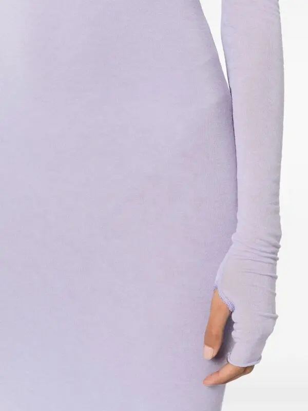 MANURI Off-shoulder Fine-knit Dress - Purple