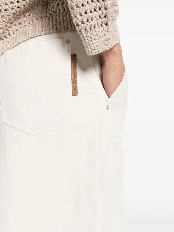 Brunello Cucinelli Asymmetric Denim Midi Skirt
