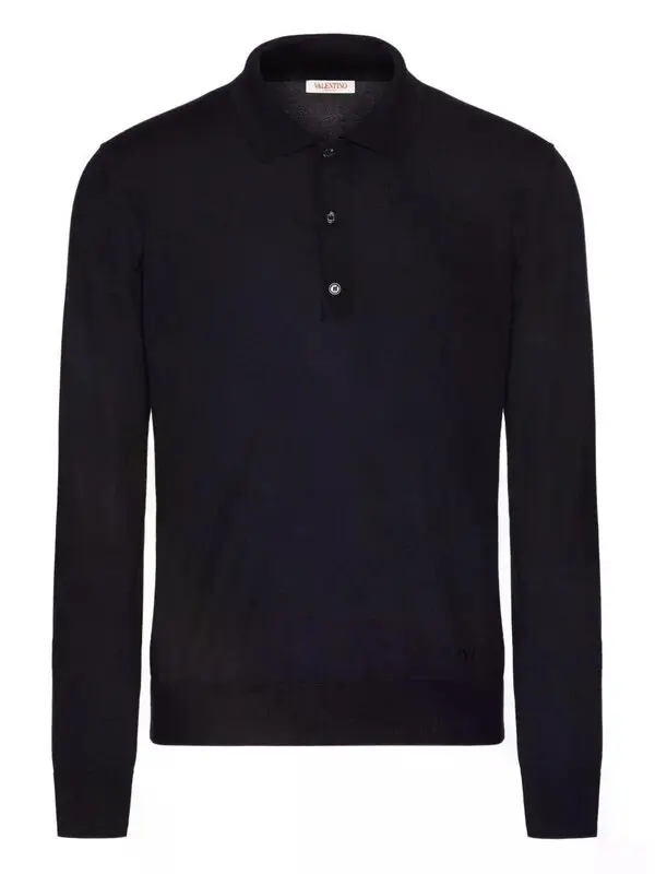 Valentino Garavani Long-sleeve Polo Shirt - Black