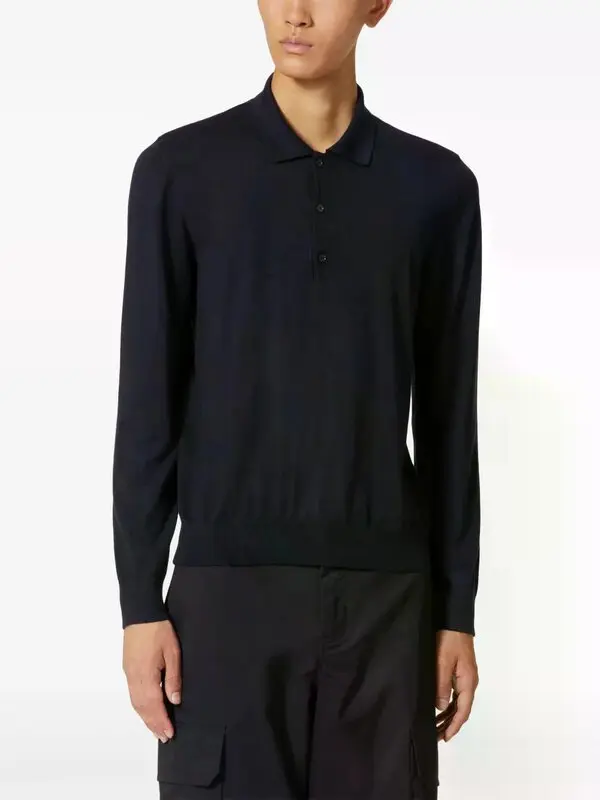Valentino Garavani Long-sleeve Polo Shirt - Black