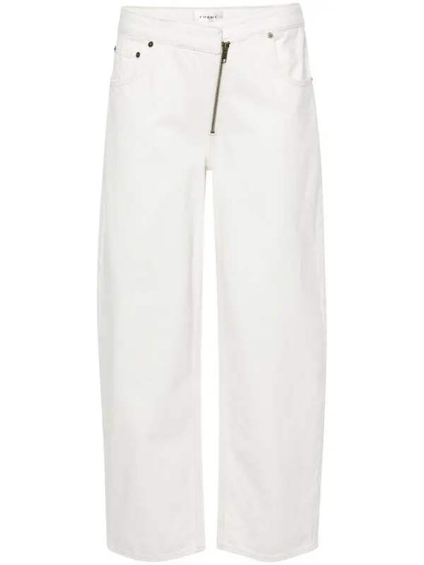 FRAME Angled Zipper Tapered-leg Jeans