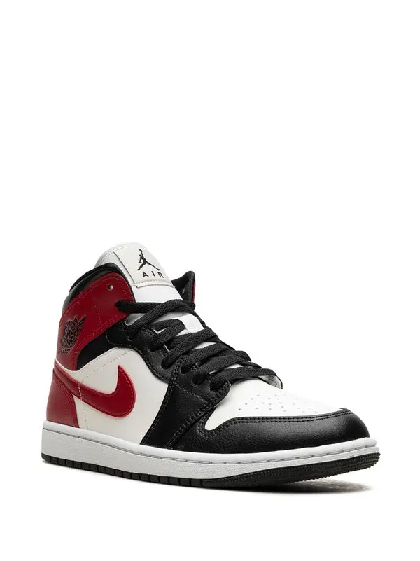 JORDAN Air 1 Mid Black Toe Sneakers - White