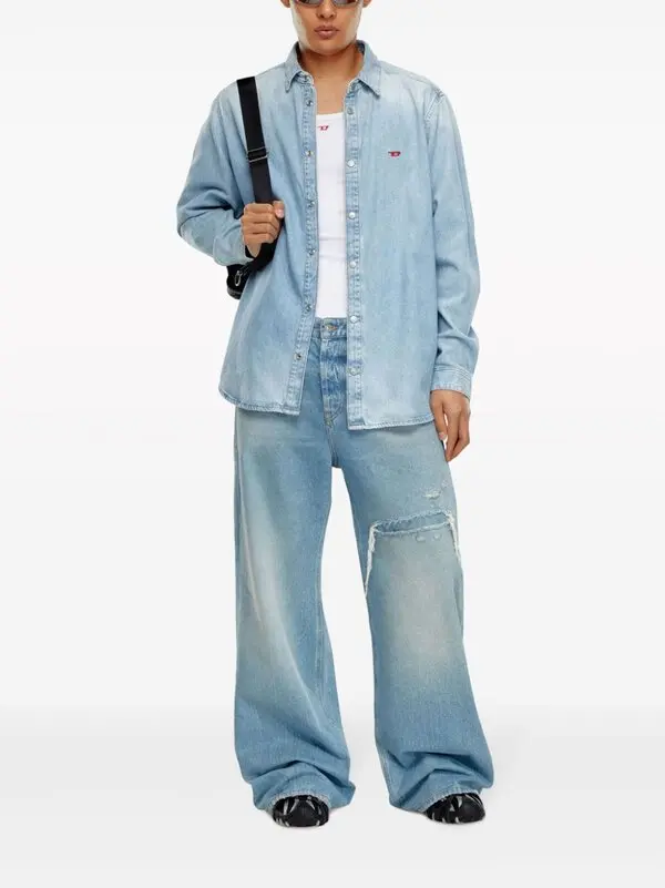 DIESEL® D-simply Logo-embroidered Denim Shirt - Blue