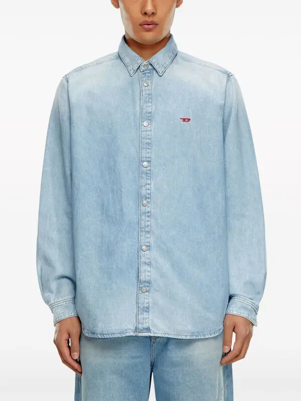 DIESEL® D-simply Logo-embroidered Denim Shirt - Blue