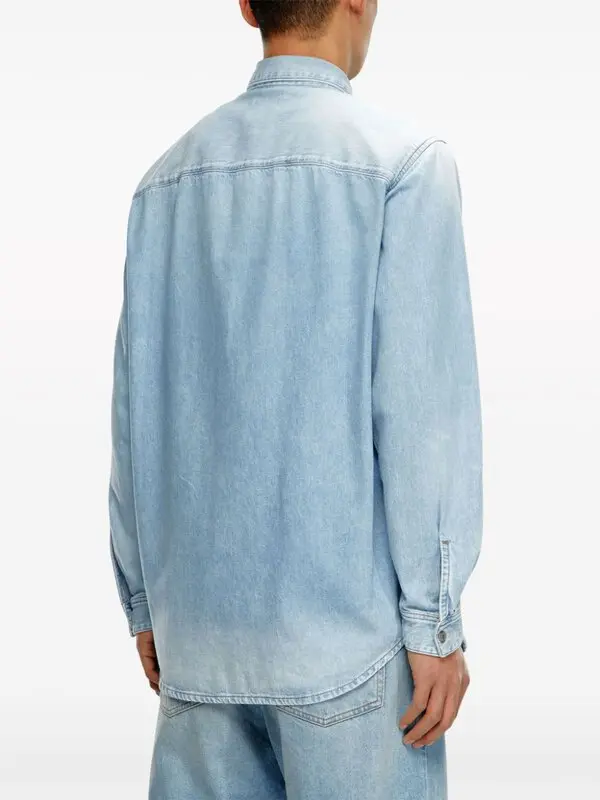 DIESEL® D-simply Logo-embroidered Denim Shirt - Blue