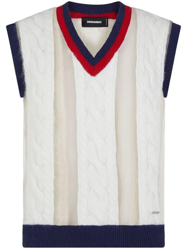 Dsquared2 Panelled Cable-knit Sweater Vest - Neutrals