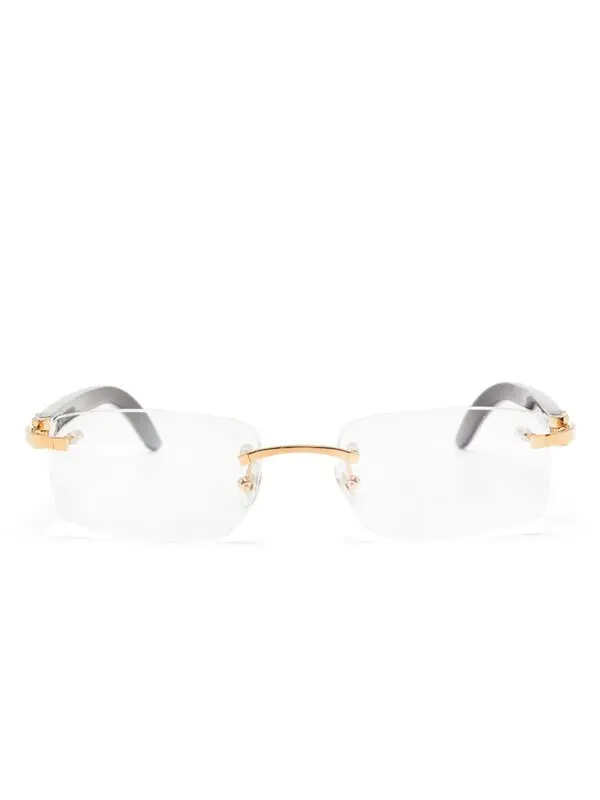 CARTIER Rectangle-frame Rimless Glasses - Gold