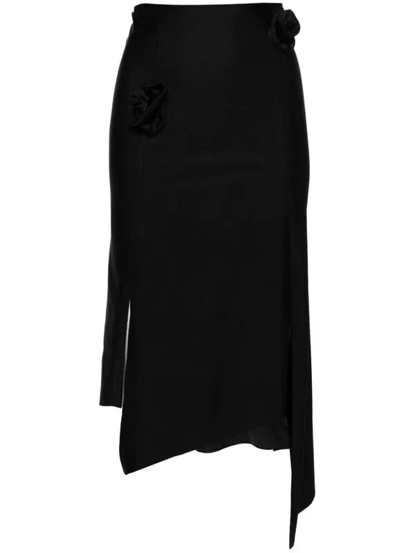 Coperni Floral-appliqué Asymmetric Midi Skirt - Black