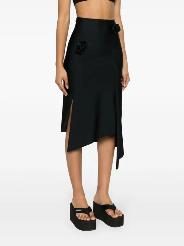 Coperni Floral-appliqué Asymmetric Midi Skirt - Black