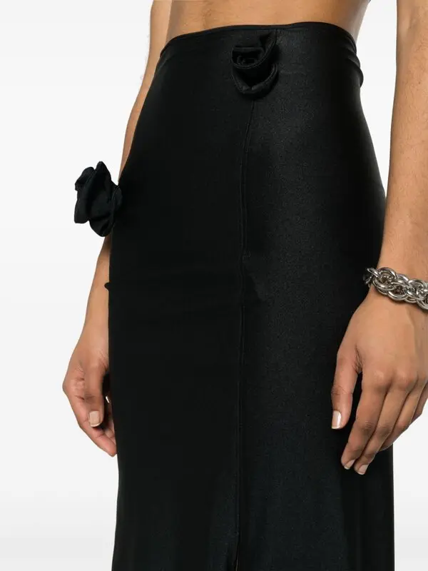 Coperni Floral-appliqué Asymmetric Midi Skirt - Black