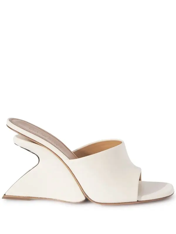 Off-White Jug Leather Wedge Heel Mules - White