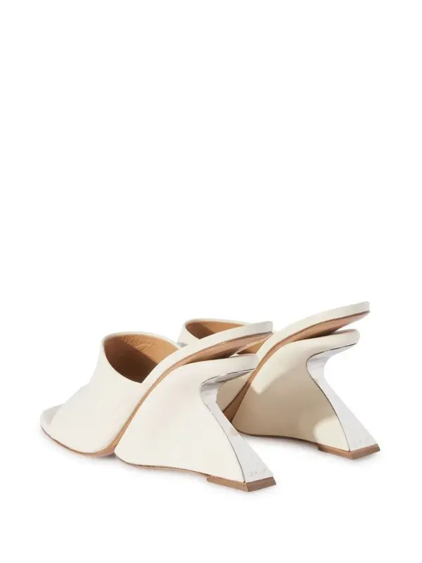 Off-White Jug Leather Wedge Heel Mules - White
