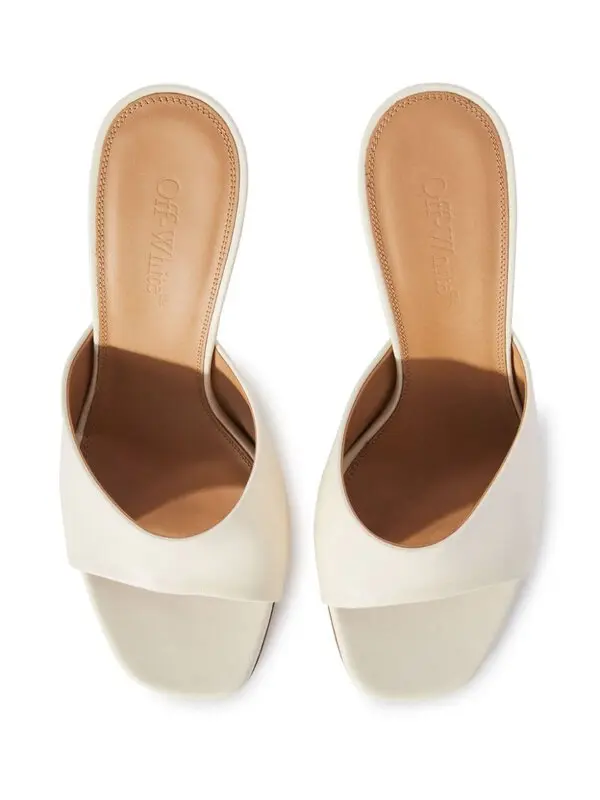 Off-White Jug Leather Wedge Heel Mules - White