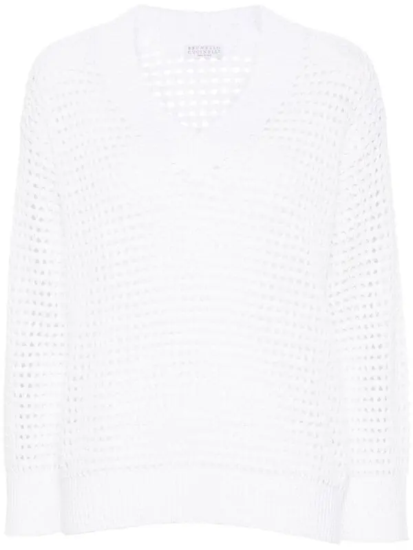 Brunello Cucinelli Sequin Embellished Knit Jumper - White