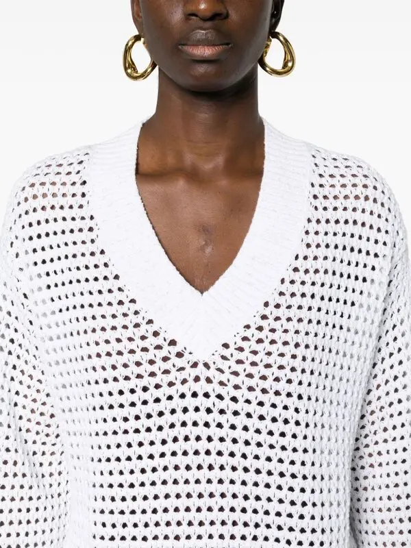 Brunello Cucinelli Sequin Embellished Knit Jumper - White