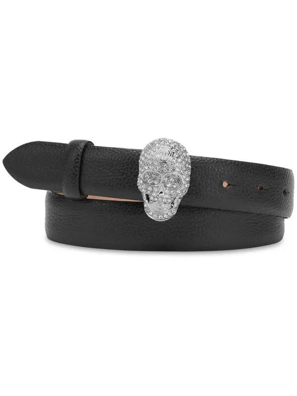Philipp Plein Skull Leather Belt - Black