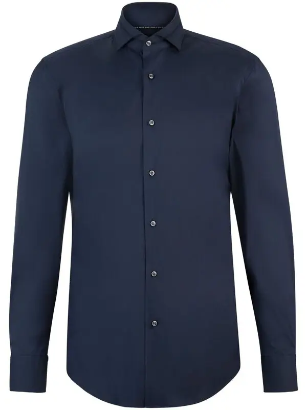 BOSS Spread-collar Poplin Shirt - Blue