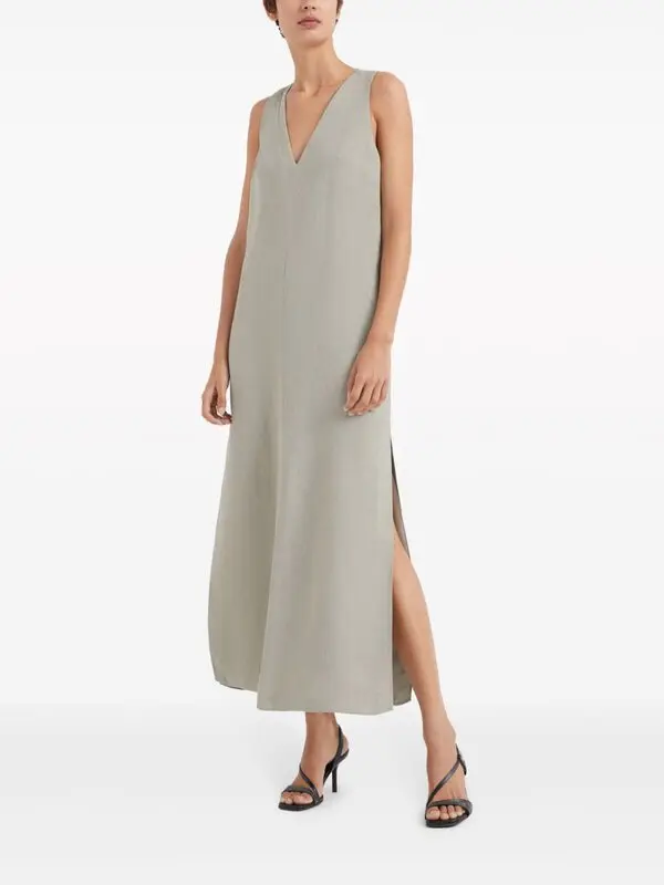 Brunello Cucinelli Sleeveless V-neck Maxi Dress