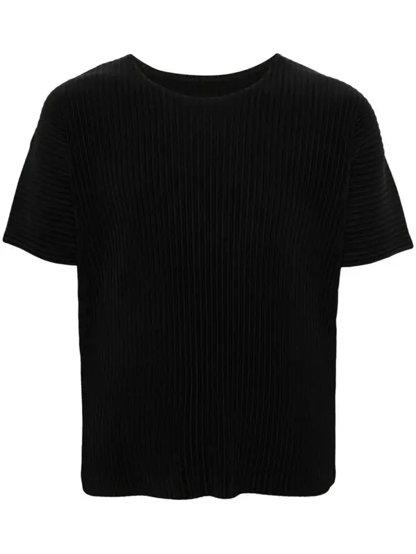 Issey Miyake Basic Plissé Round-neck T-shirt - Black
