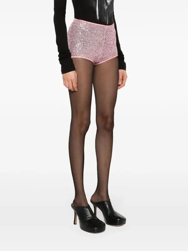 Alchemy Fashions X Lia Aram Sequin-embellished High-rise Shorts - Pink
