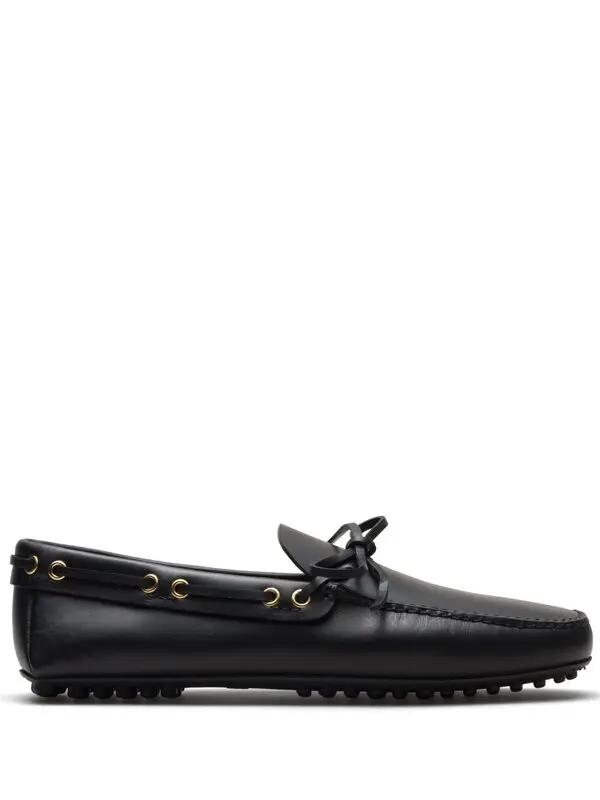 Car Shoe Bow-detail Driving Shoes - Black