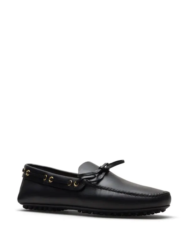 Car Shoe Bow-detail Driving Shoes - Black