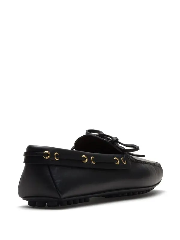 Car Shoe Bow-detail Driving Shoes - Black