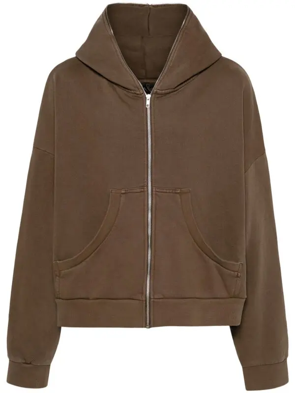 ENTIRE STUDIOS Organic-cotton Zipped Hoodie - Brown
