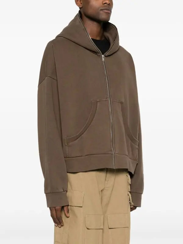 ENTIRE STUDIOS Organic-cotton Zipped Hoodie - Brown