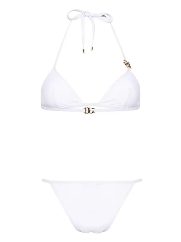 Dolce & Gabbana Logo-plaque Triangle Bikini - White