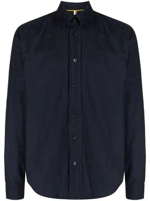 BOSS Long-sleeve Cotton Corduroy Shirt - Blue