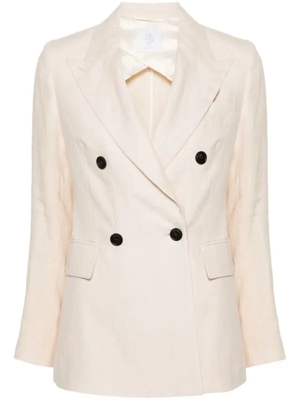 Eleventy Double-breasted Linen Blazer - Neutrals