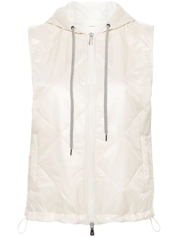Eleventy Padded Hooded Gilet - Neutrals