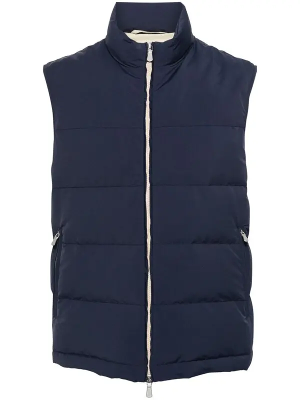 Eleventy Zip Quilted Gilet - Blue