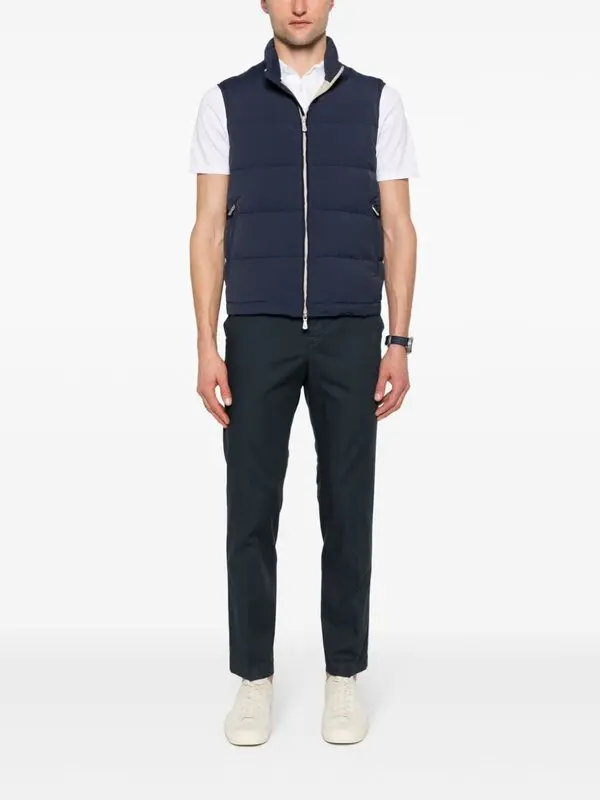 Eleventy Zip Quilted Gilet - Blue