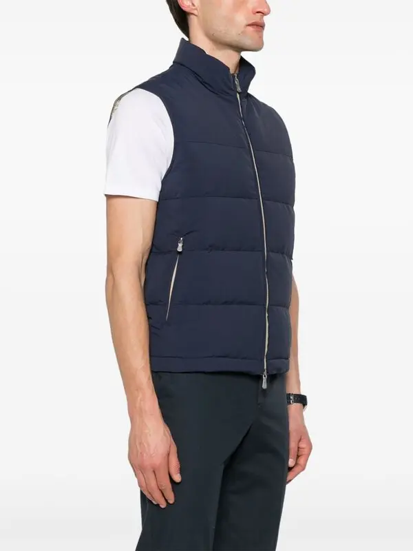 Eleventy Zip Quilted Gilet - Blue