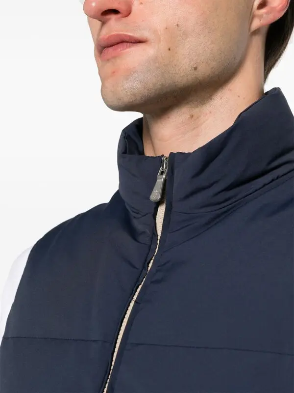 Eleventy Zip Quilted Gilet - Blue