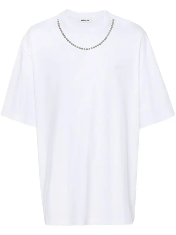 AMBUSH Chain-detail Logo-embroidered T-shirt - White