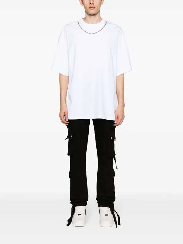 AMBUSH Chain-detail Logo-embroidered T-shirt - White
