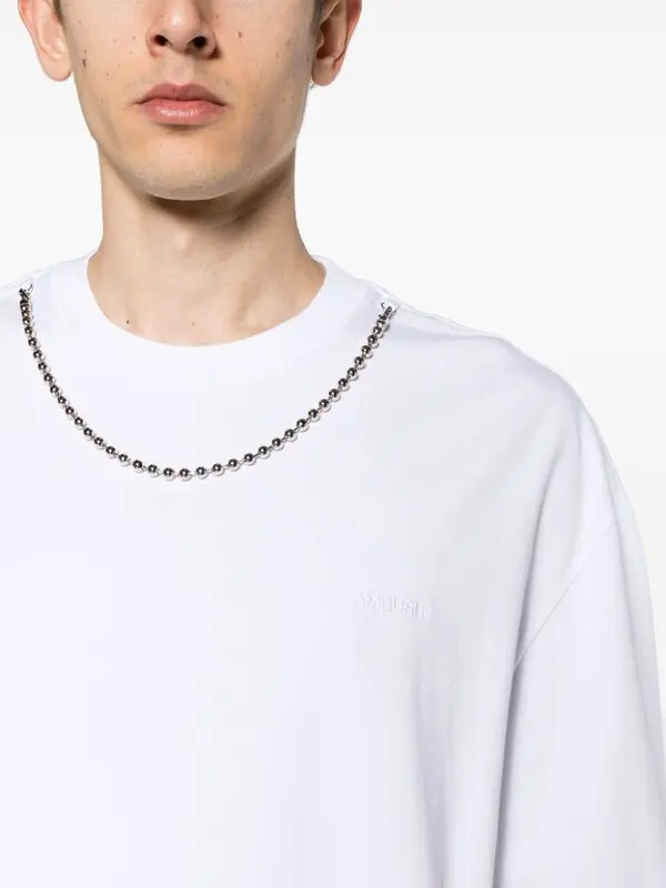 AMBUSH Chain-detail Logo-embroidered T-shirt - White