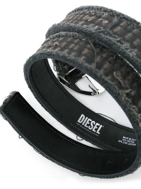 DIESEL　BELT　80　B-1DR-LAYER STRASS　X10305 B-1DR STRASS - logo belt with strass | Black | Diesel