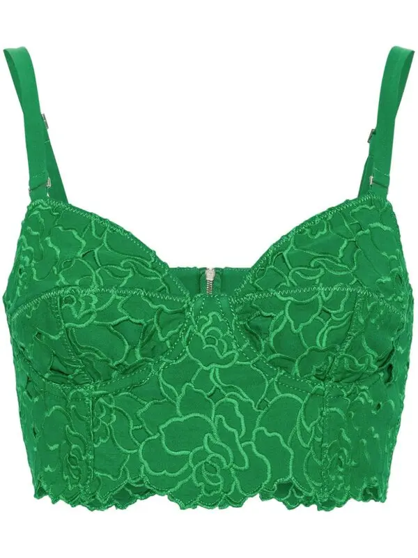 Erdem Embroidered Bralette Top - Green