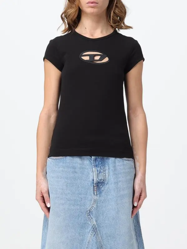 DIESEL Cotton T-shirt With Logo Detail - Black 1