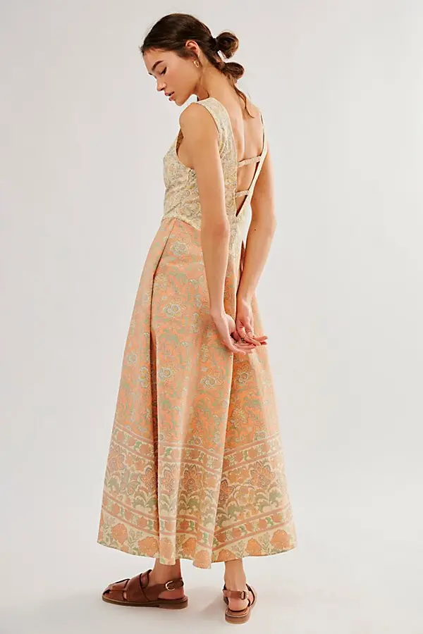 Free People Malena Maxi Dress In Neutral Combo - 34% Off | Editorialist