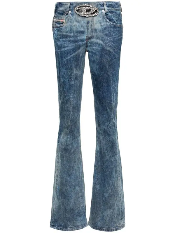 DIESEL® Gem-logo Buckle Flared Jeans