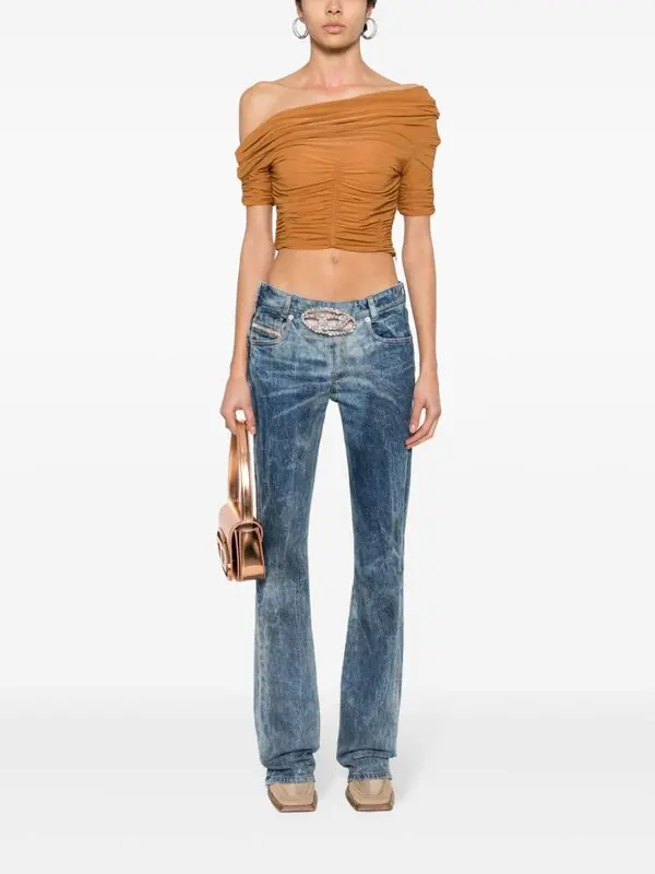 DIESEL® Gem-logo Buckle Flared Jeans