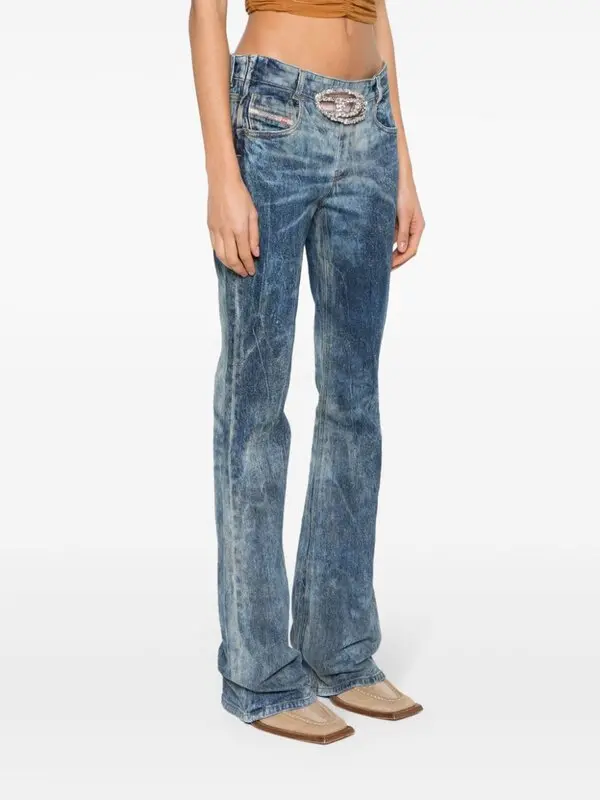 DIESEL® Gem-logo Buckle Flared Jeans