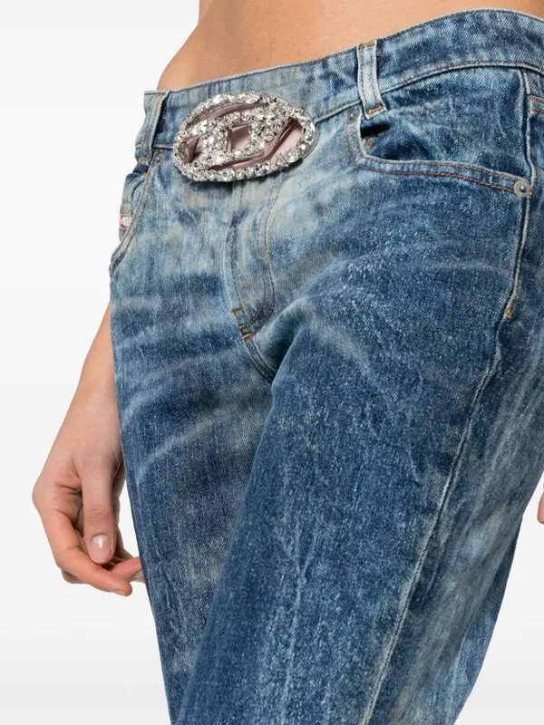 DIESEL® Gem-logo Buckle Flared Jeans